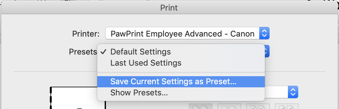 Pawprint - Saving Printer Presets – Davidson Technology & Innovation